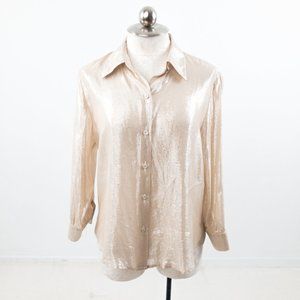 Vintage | Tops | Vintage Sparkly Silk Champagne Long Sleeved Blouse ...